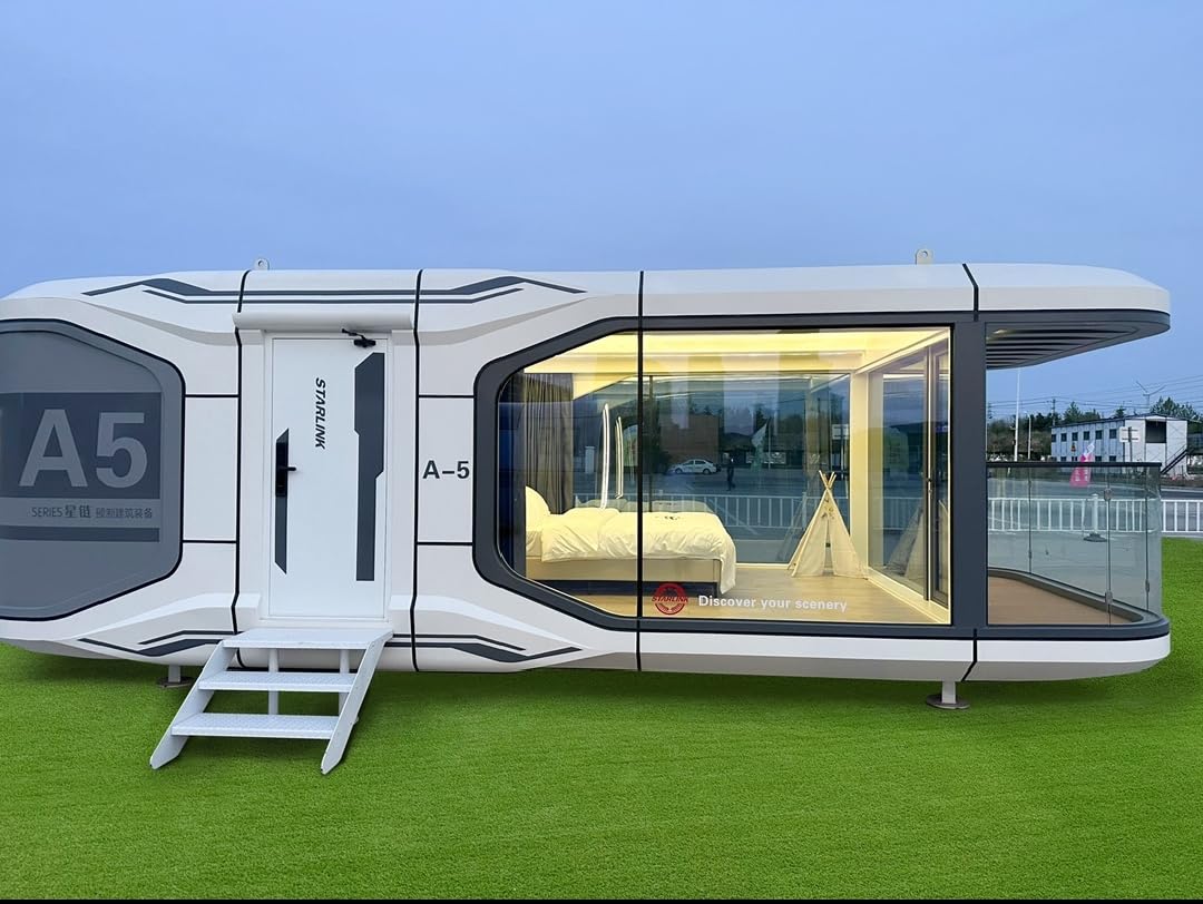 Generic Luxury Container House prefeb Capsule hotle 20FT 40FT Luxury Resort, white Gray