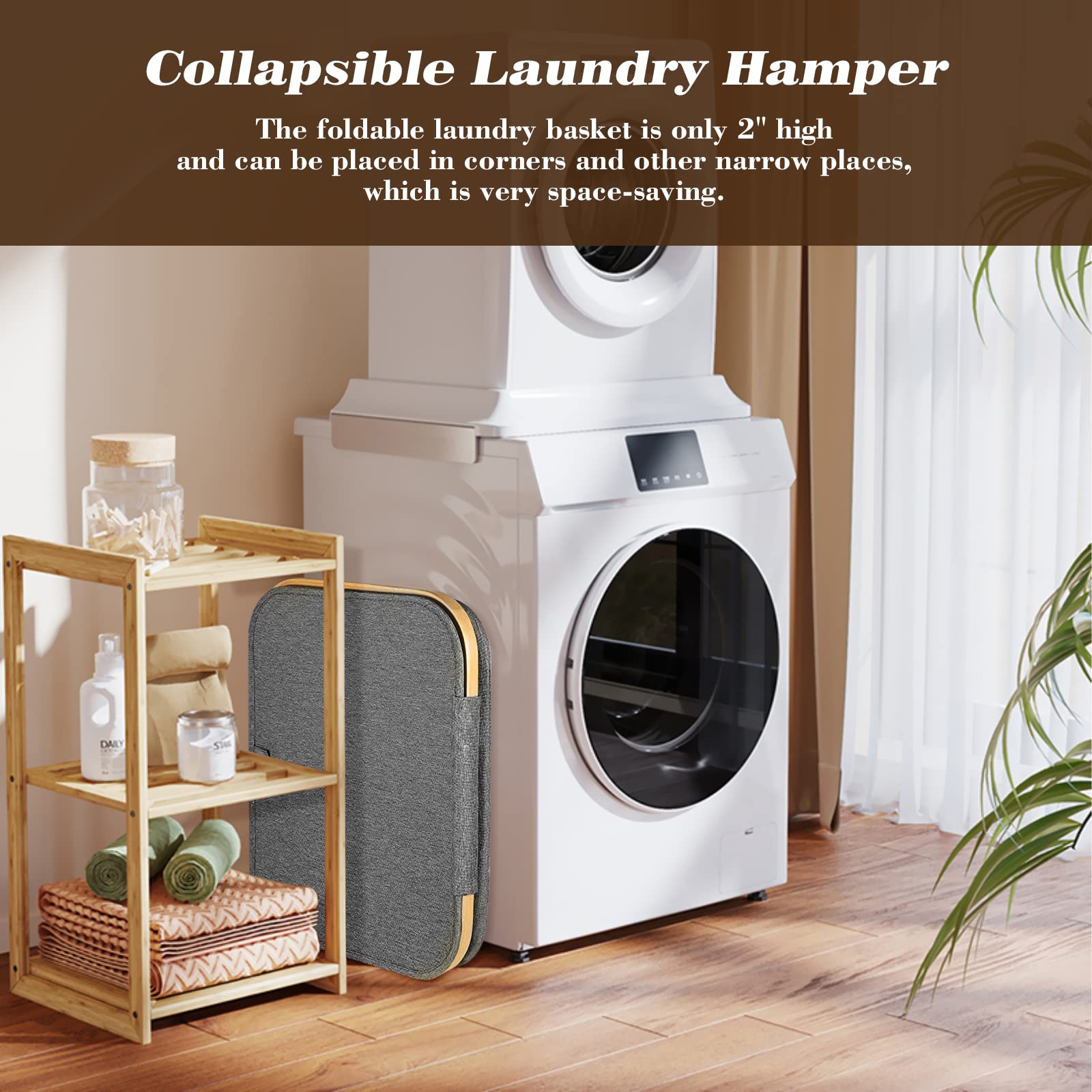Laundry Basket with Lid - 100L Collapsible Laundry Hamper with Removable Inner Bag for Clothes and Toys Storage in Bedroom Bathroom Children's Room