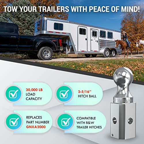 LATCH.IT Replacement Gooseneck Ball Hitch | 2-5/16” Gooseneck Tow-Hitch Ball | 30,000lbs Load Capacity | Ball Gooseneck Replacement Compatible with B&W Trailer Hitches Part Number GNXA2000
