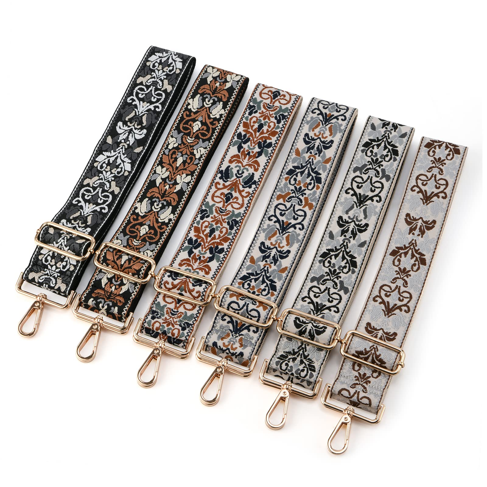 Embroidery Purse Strap for Women Crossbody Bag ,Silver,Gold Hardware,Adjustable Strap for Handbag ,Cross Body Belt for Shoulder Bags