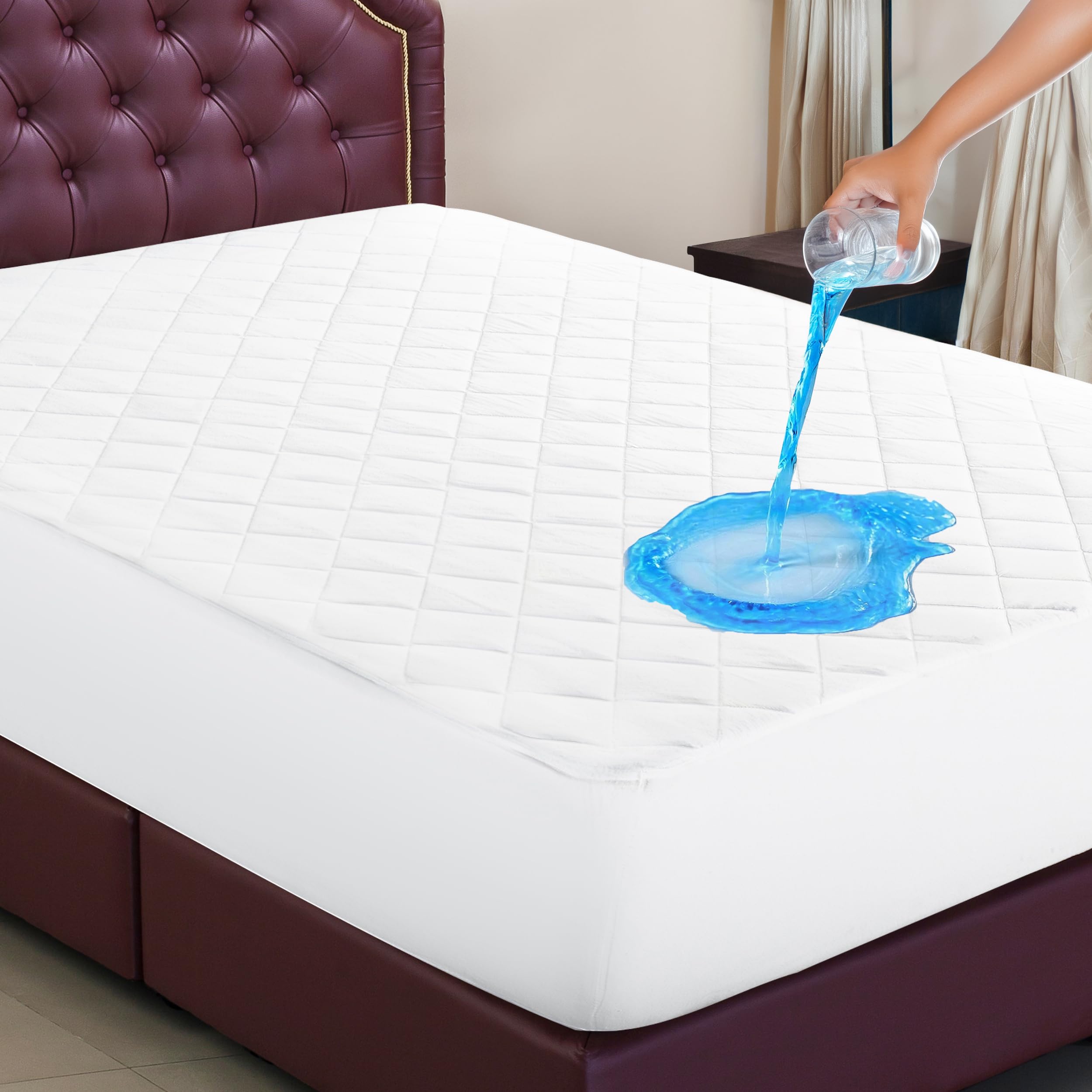 LUX Decor Twin Mattress Pad - Quilted Elastic Fitted Mattress Cover Protector Upto 16 Inches Deep Pocket - Soft Breathable Noiseless Mattress Topper (39 X 75)