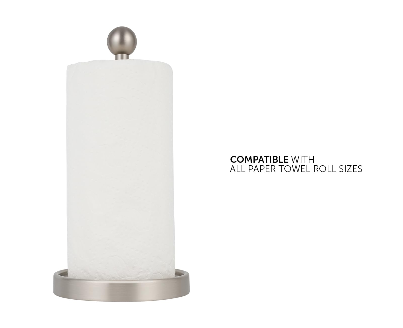 Ivilon Countertop Paper Towel Holder - Modern Sleek Ball Minimalist Design - Color Brushed Nickel