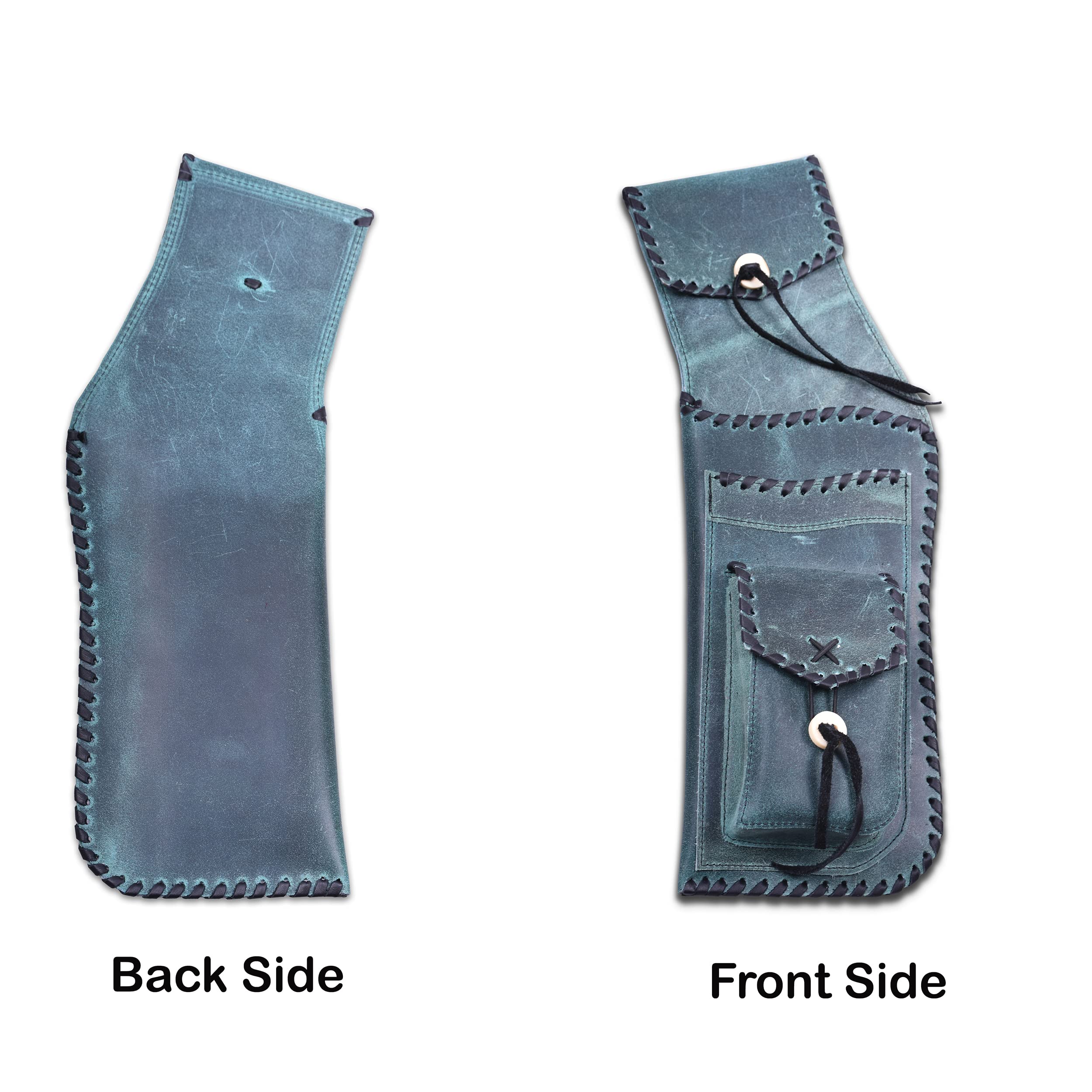 ClubCorp Genuine Cow Hide Leather Handmade Side/Hip Quiver Leather Arrow Holder for Youth Adjustable Quivers for Bow Hunting & Archery Sports (Right Side, Warango-2, Black/Blue)