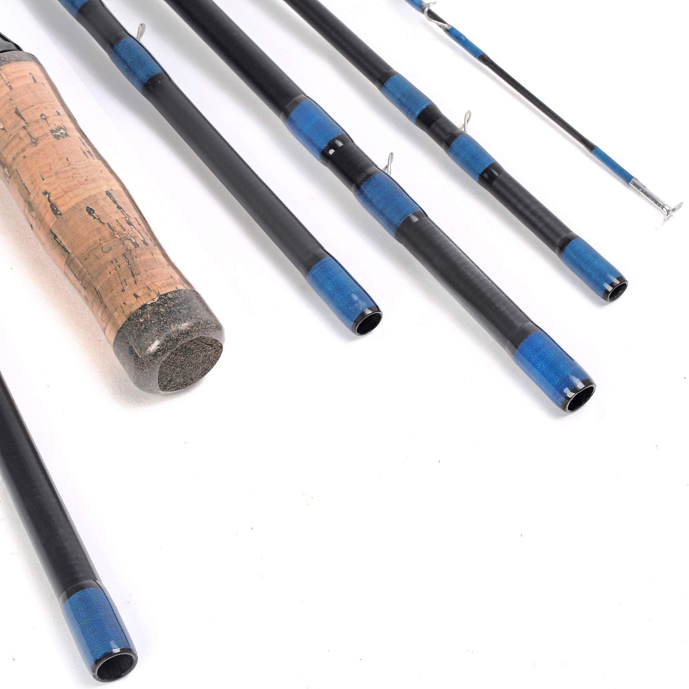 CHANNELMAY 14FT 9/10 Carbon Spey Fly Fishing Rod Pole Double Hand 6 Pieces Sections Medium-Fast Freshwater and Saltwater Fishing