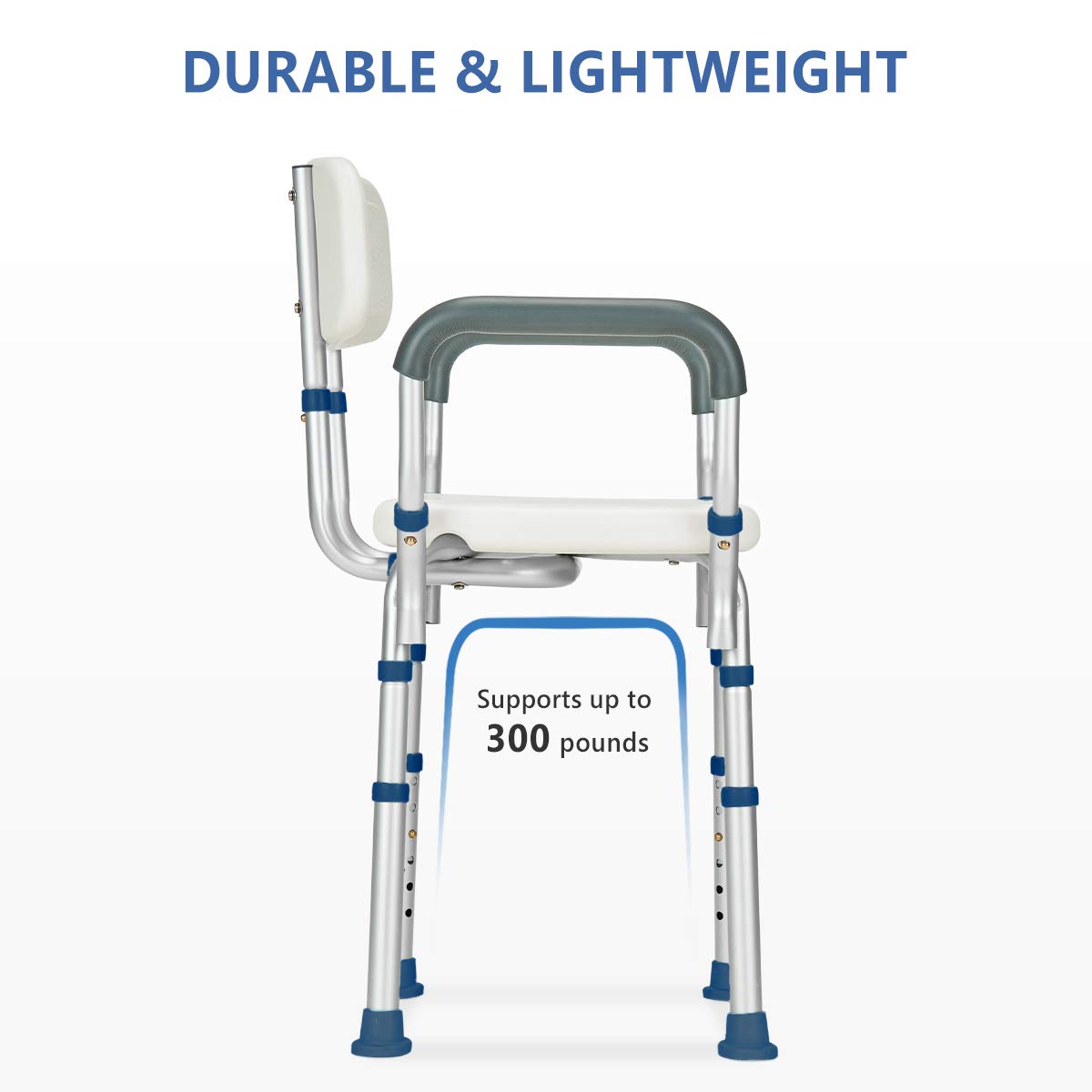 ππ«πππ§ππ‘π’ππ Narrow Shower Chair for Inside Tub, Small Bathtub Chair with Arms and Back Removable, Shower Chair for Elderly and Disabled, Sturdy & Height Adjustable & Cutout Seat, 300lbs