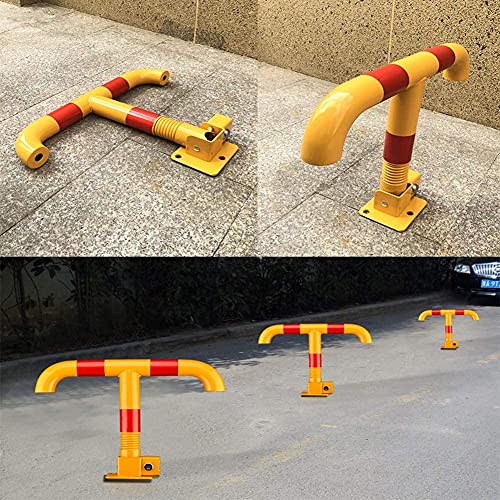 Folding Parking Barrier,Removable T-Type Anti-Theft Parking Space Lock,Car Parking Space Lock Bollard,Red T Shape Parking Blocker with Spring