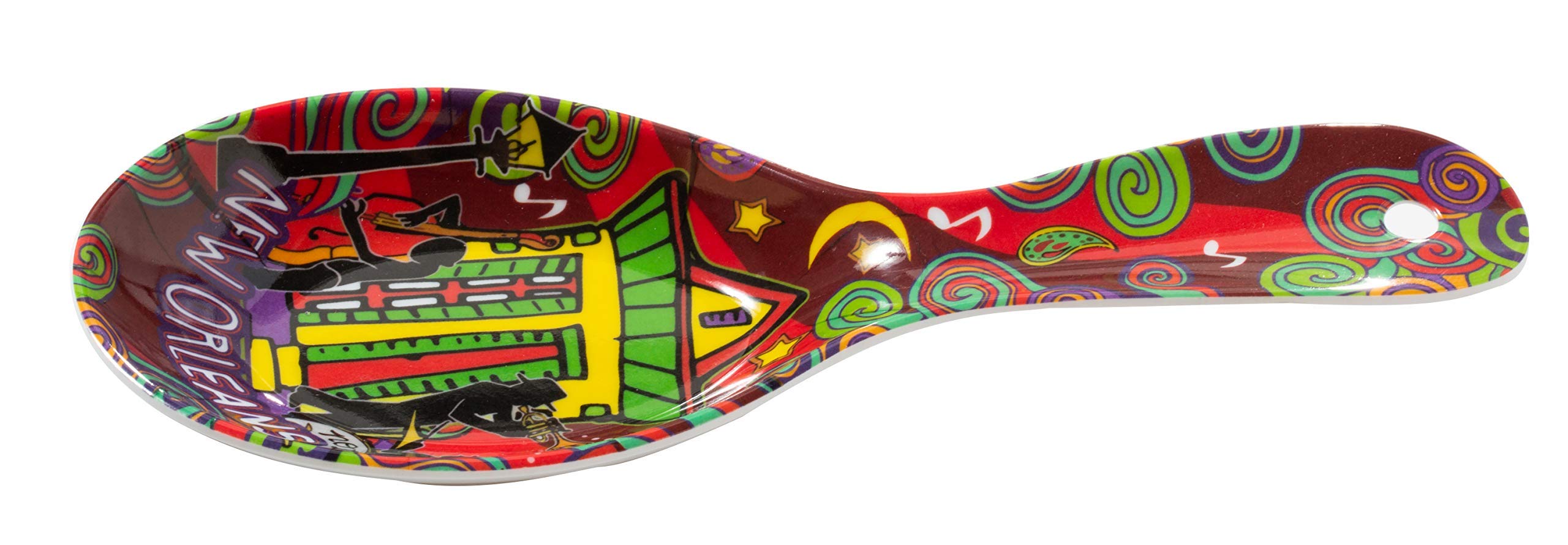 New Orleans Jazz Music Multicolor Swirl Plastic Souvenir Spoon Rest (Vertical Design)
