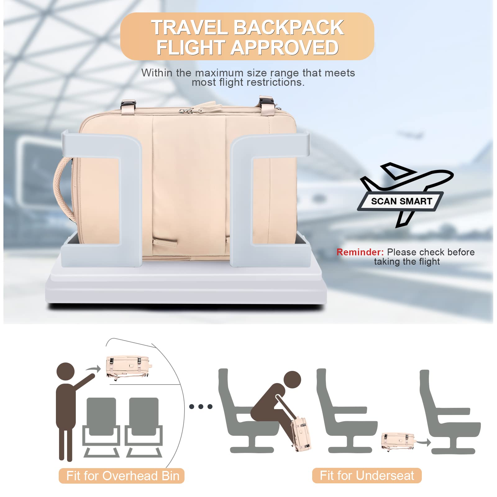 coofay Carry On Backpack Flight Approved Personal Item Travel Backpack For Women Airline Approved Waterproof Sports Luggage Backpack Casual Daypack Small Hiking Backpack