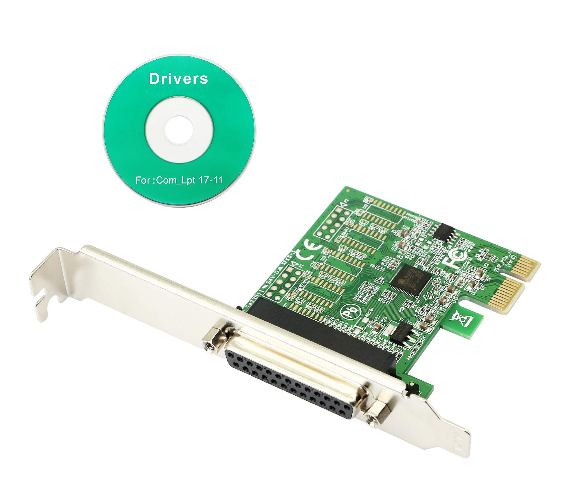 CERRXIAN 1 Port Parallel LPT PCI-E x1 Expansion Card PCI Express to DB25 PCIE Host Controller Printer Converter Card Support SPP / PS2 / EPP/ECP
