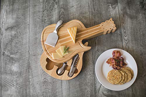 TOSCANA - a Picnic Time brand Guitar Cheese Board & Knife Set, Novelty Charcuterie Board Set with Cheese Knifes, Cheese Boards Charcuterie Boards, Serving Platter, (Bamboo)