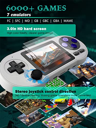 Fadist Handheld Game Console, Portable Retro Game Console, Built in 6000+ Classic Games,3.0 inch IPS Screen,Support for 2 Player,Connecting to TV, Ideal Gift for Kids, Adult, Friend, Lover