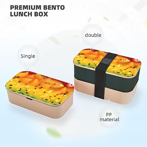 Fresh Fruit Adult Lunch Box, Bento Box, With Cutlery Set Of 3, 2 Compartments, Rectangular, Lunch Box For Adults