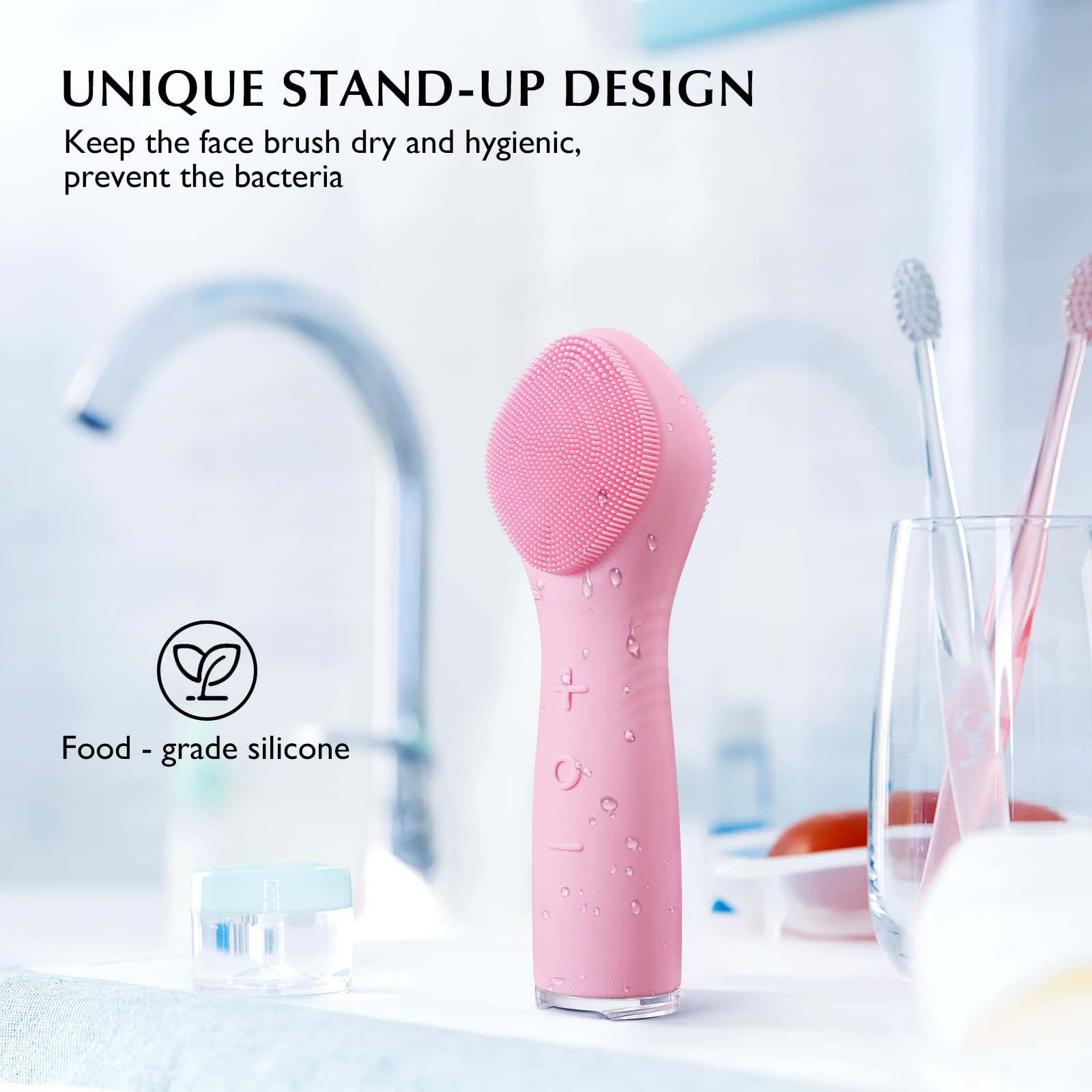 Facial Cleansing Brush Face Scrubber: Electric Sonic Vibration Face Brush for Exfoliating and Deep Cleaning Silicone Rechargeable Cleanser Device Waterproof Machine Skin Wash Exfoliator System
