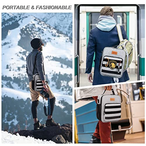 HSHRICH Lunch Box for Men Women, Insulated Reusable Portable Lunchbox - Adults Small Lunch Bag for Office Work Picnic (Grey)