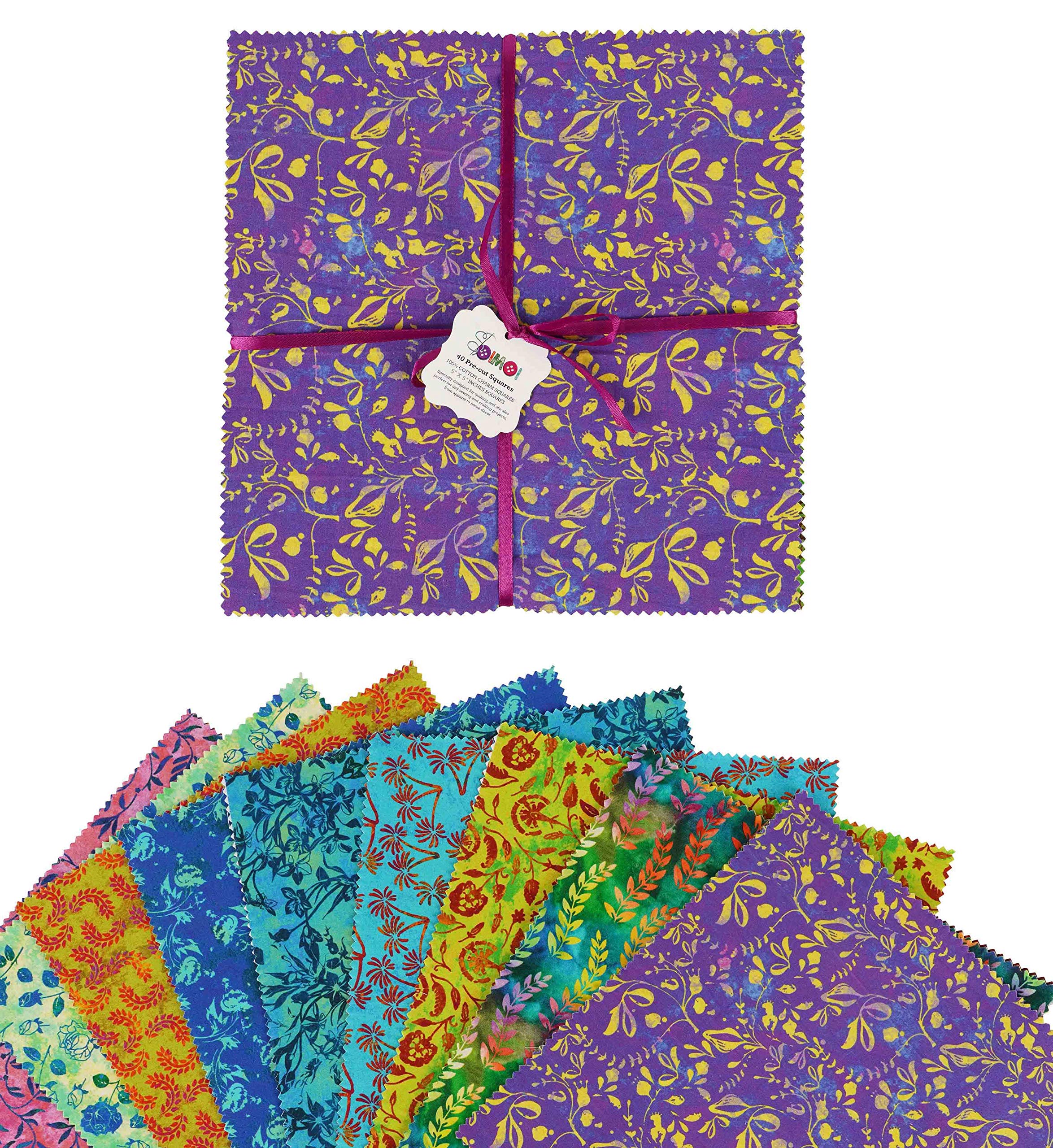 Soimoi Batik Print Precut 5-inch Cotton Fabric Quilting Squares Charm Pack DIY Patchwork Sewing Craft