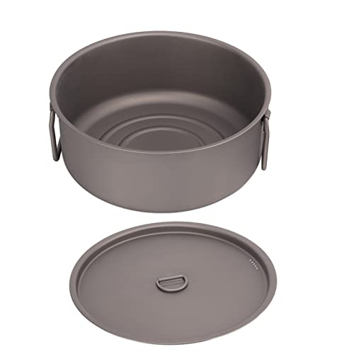 COAECJ Titanium Camping Pot 2L, with Lid and Folding Handle, Camping Cookware for Outdoor Travel Walking Hiking Fishing Beach Picnic Mountaineering Backpacking Camping Pot