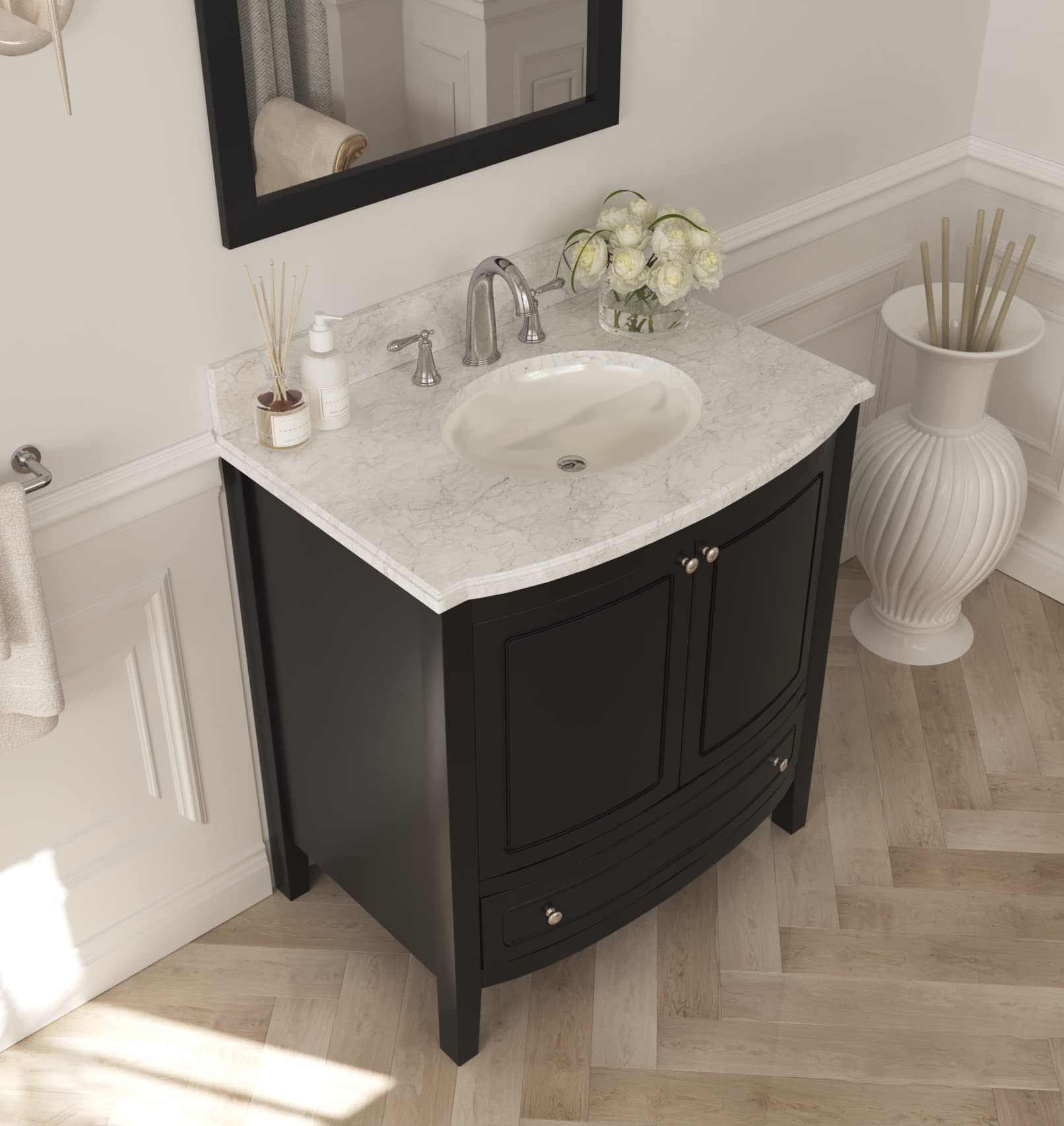 Laviva Estella 32 - Espresso Cabinet White Carrara Marble Countertop