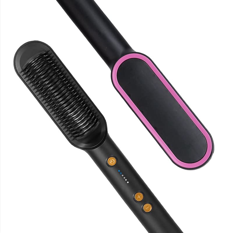 Hair Straightener Comb Matte Black, 10s Fast Heating & 5 Temp Settings & Anti-Scald, Perfect for Professional Salon at Home