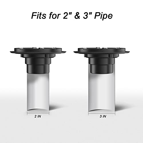 EXF Square Shower Drain 6 Inch Matte Black, Stainless Steel Shower Floor Drain Kit with Flange, Removable Grid Grate, Hair Strainer, Not Fit for Bathtub