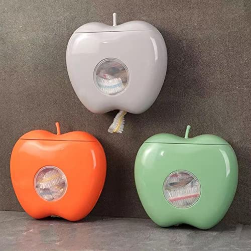 Fresh Keeping Bag Storage Box Wall-mounted Punch-free Large Capacity Space-saving Dustproof Apple Shape Food Cover Cling Film Food Wrap Shower Caps Container Organizer Dispenser for Kitchen Bathroom