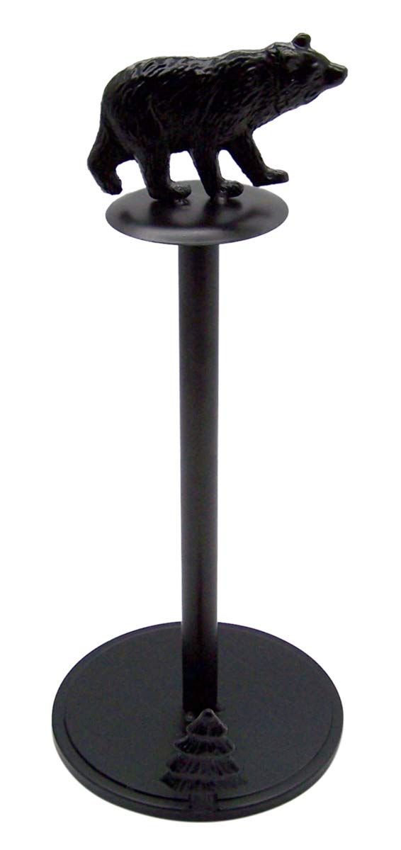 Country Log Cabin Decor Metal Bear Paper Towel Holder, 15 Inch