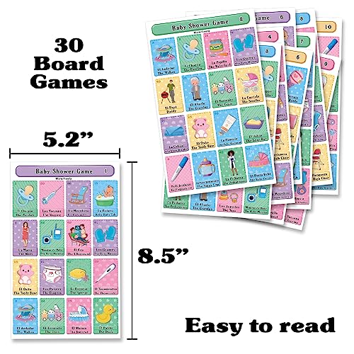 More Fiesta Baby Shower Bingo - Bilingual English Spanish, for up to 30 Players