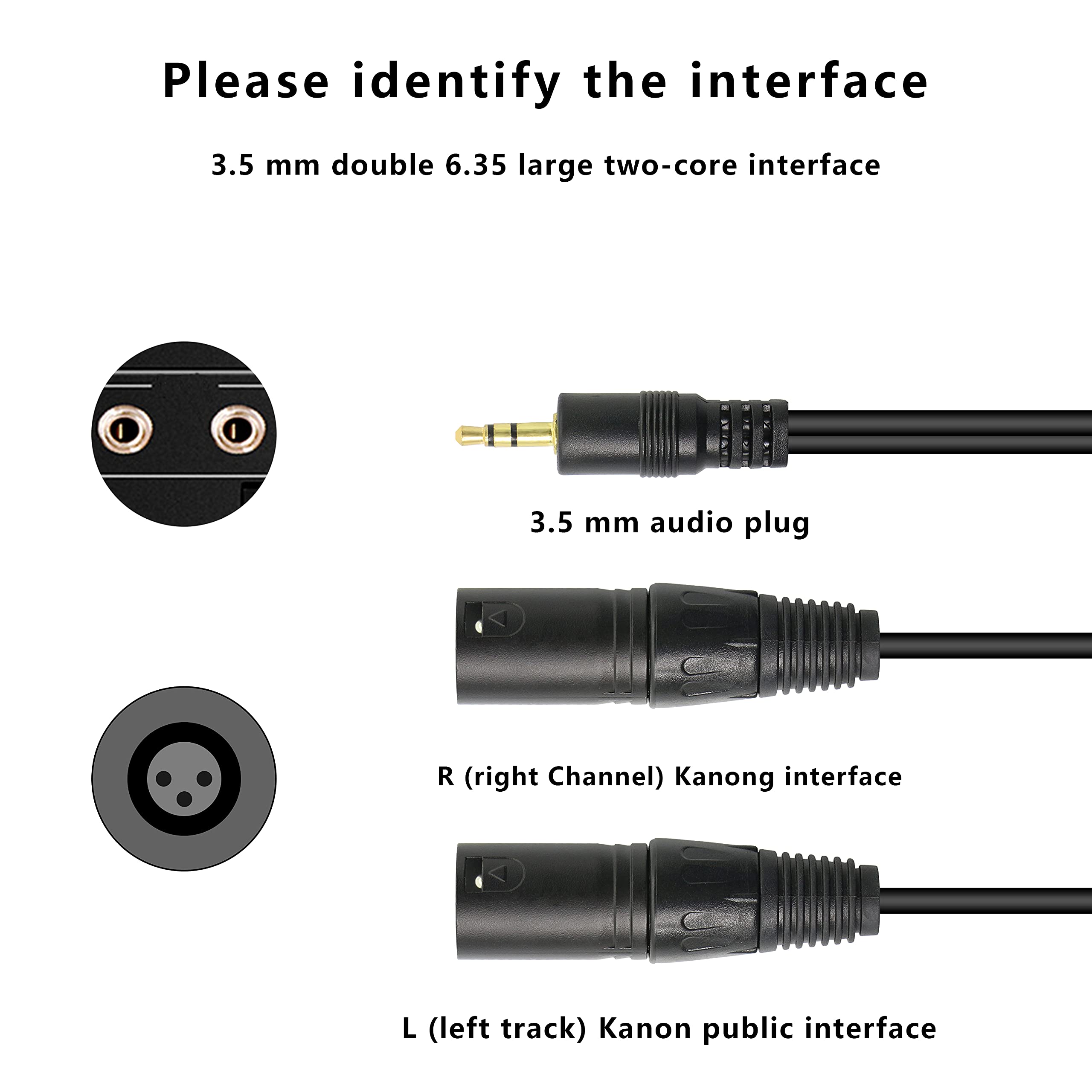 XMSJSIY 3.5mm to XLR Stereo Cable 1/8 TRS to 2 XLR Male Y Splitter Adapter Interconnect Audio Microphone Breakout Patch Cord for Studio Monitor Speakers, Laptop, DMX Adapter -1pcs