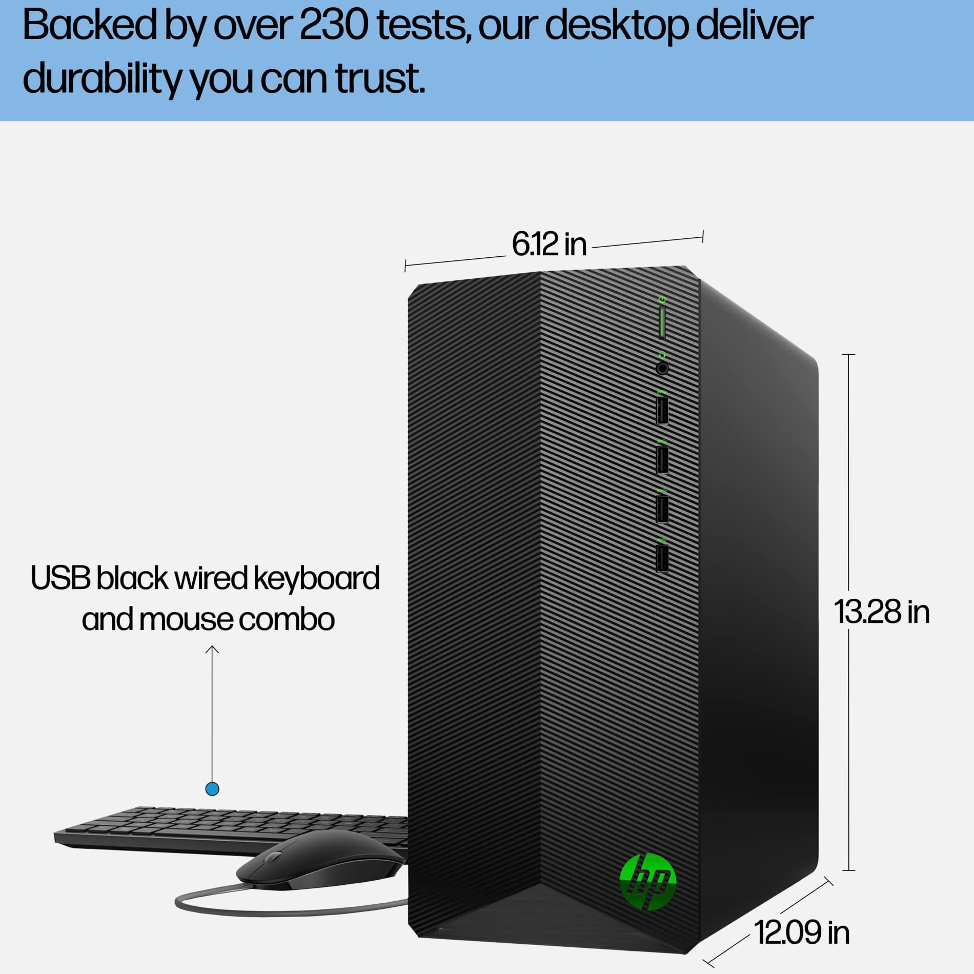 HP Pavilion Tower Desktop Computer, Octa-Core AMD Ryzen 7 5700G (Beat i7-11700K), 12GB DDR4 RAM, 4TB PCIe SSD, WiFi 6, Bluetooth, RJ-45, HDMI, VGA, Keyboard and Mouse, Windows 11 Pro, WE/PGPY
