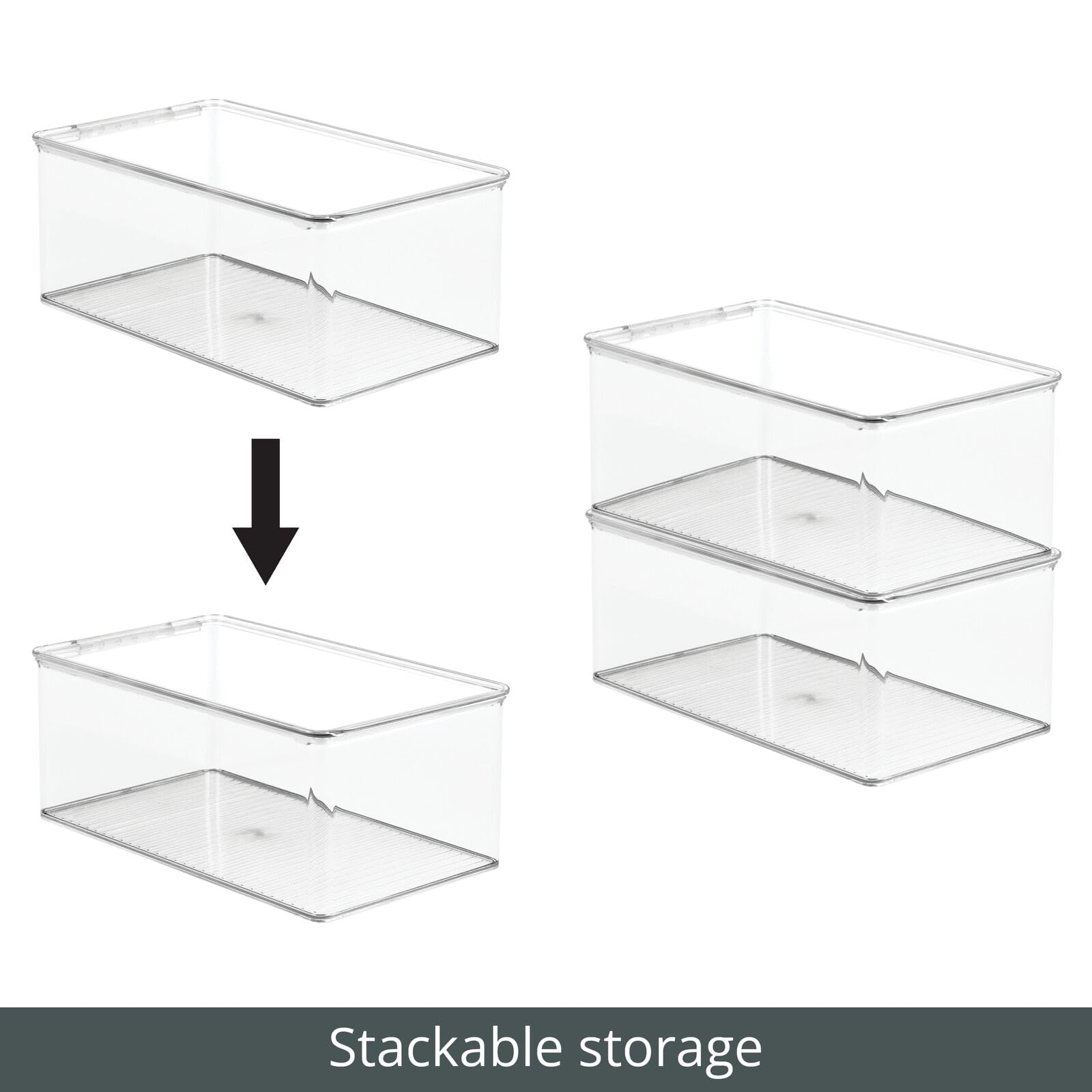 mDesign Plastic Stackable Toy Storage Bin Container Box with Hinge Lid for Organizing Living Room, Play Room, Bedroom, Nursery, Hold Blocks, Puzzles, Books, Lumiere Collection, Clear