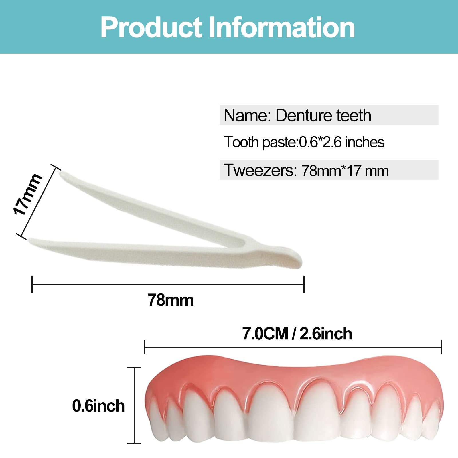 Fake Teeth, Dentures Teeth for Upper and Lower Jaw, Nature and Comfortable, Protect Your Teeth and Regain Confident Smile (2set)