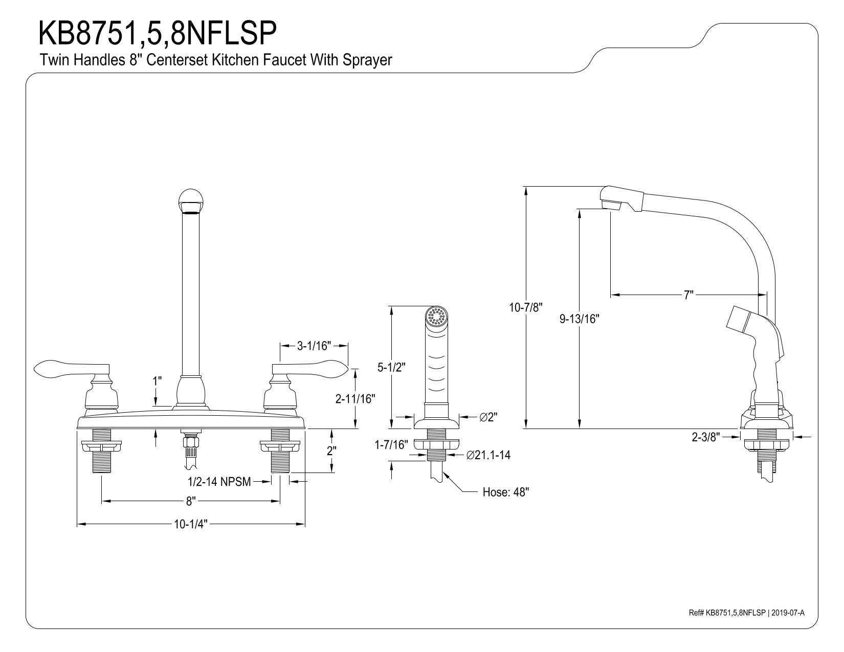 Kingston Brass KB8751NFLSP NuWave French 8" Centerset Kitchen Faucet, 6-7/8-Inch, Polished Chrome