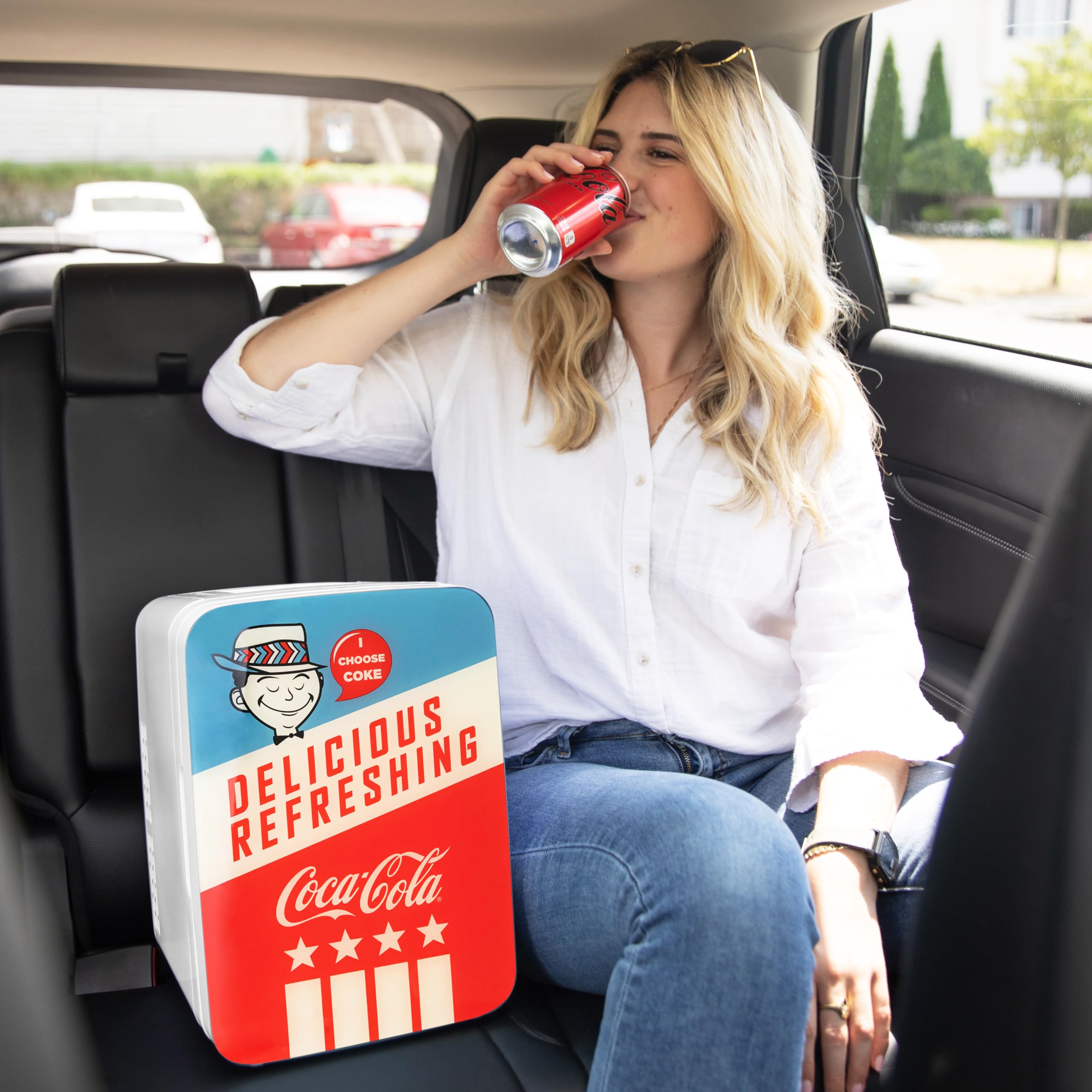 Cooluli Retro Coca-Cola Mini Fridge for Bedroom - Car, Office Desk & College Dorm Room - 10L/12 Can Small Refrigerator - AC/DC 12V Portable Cooler & Warmer for Food, Drinks & Skincare (Coke, Vintage)