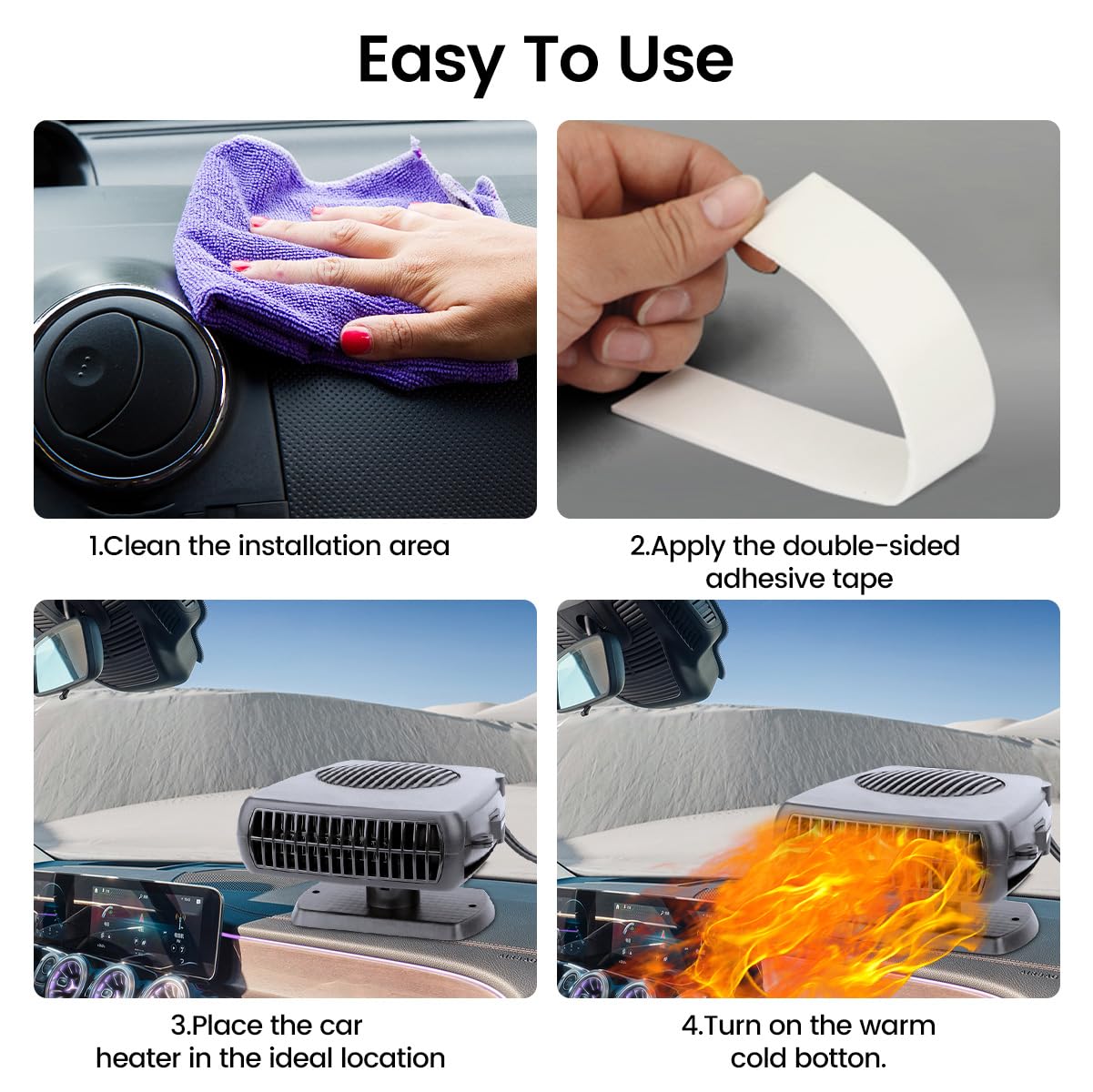 Car Heater, 200W 2 in 1 Portable Car Heater Fast Heating Quickly Defrost Defogger Demister Heat Cooling Fan Auto Dryer Windshield Defroster Plug in Cigarette Lighter(12V)