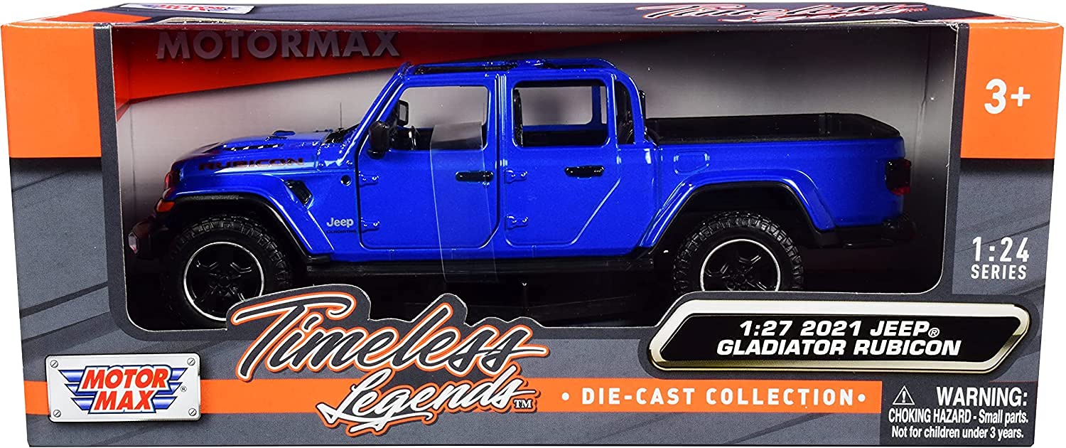 Motormax Toy 2021 Gladiator Rubicon (Open Top) Pickup Truck Blue 124-127 Diecast Model Car by Motormax 79370