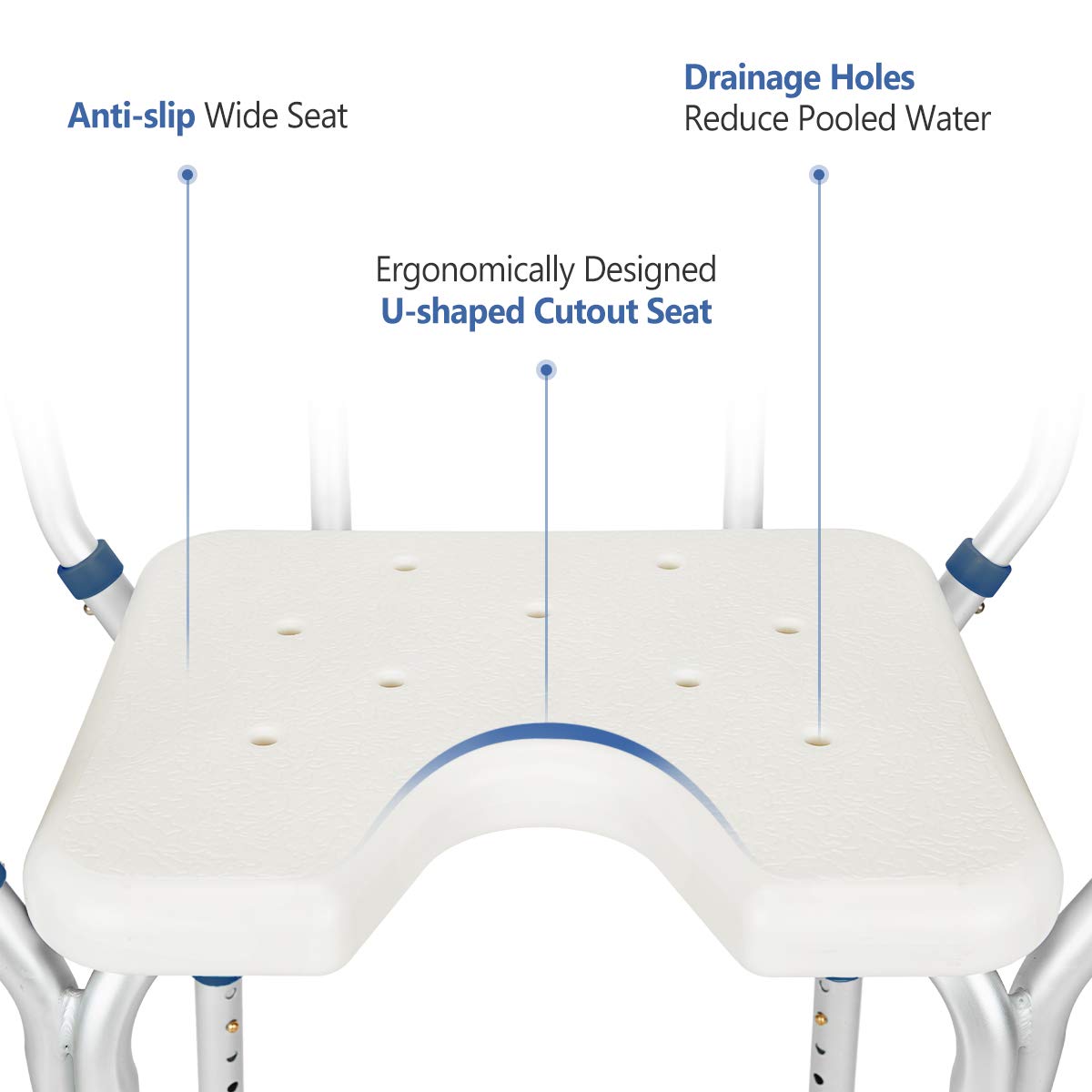 ππ«πππ§ππ‘π’ππ Narrow Shower Chair for Inside Tub, Small Bathtub Chair with Arms and Back Removable, Shower Chair for Elderly and Disabled, Sturdy & Height Adjustable & Cutout Seat, 300lbs