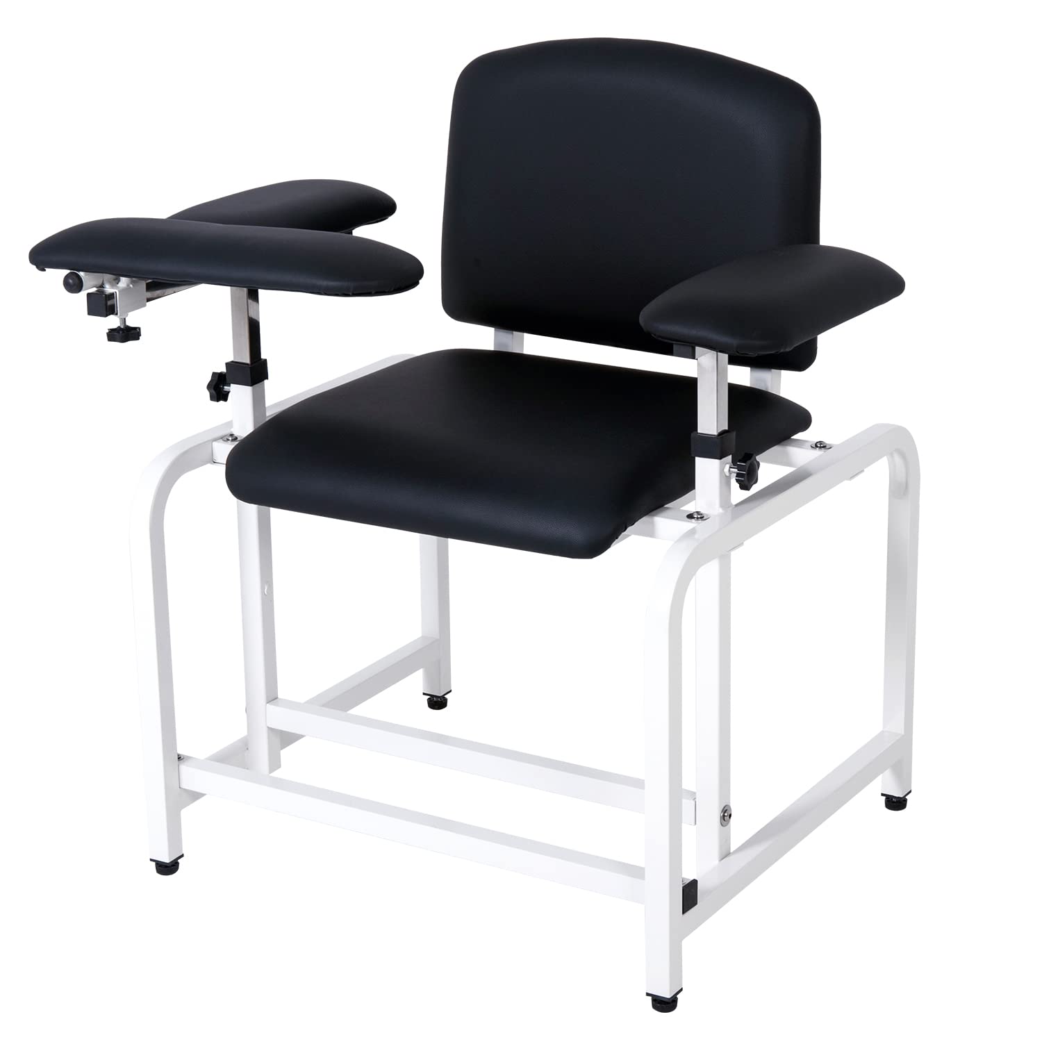 COOLWAVE Comfortable Padded Phlebotomy Chair with Arms, Blood Drawing Chair with Adjustable Armrest, Lab Chair for Drawing Blood (Black) (Left)