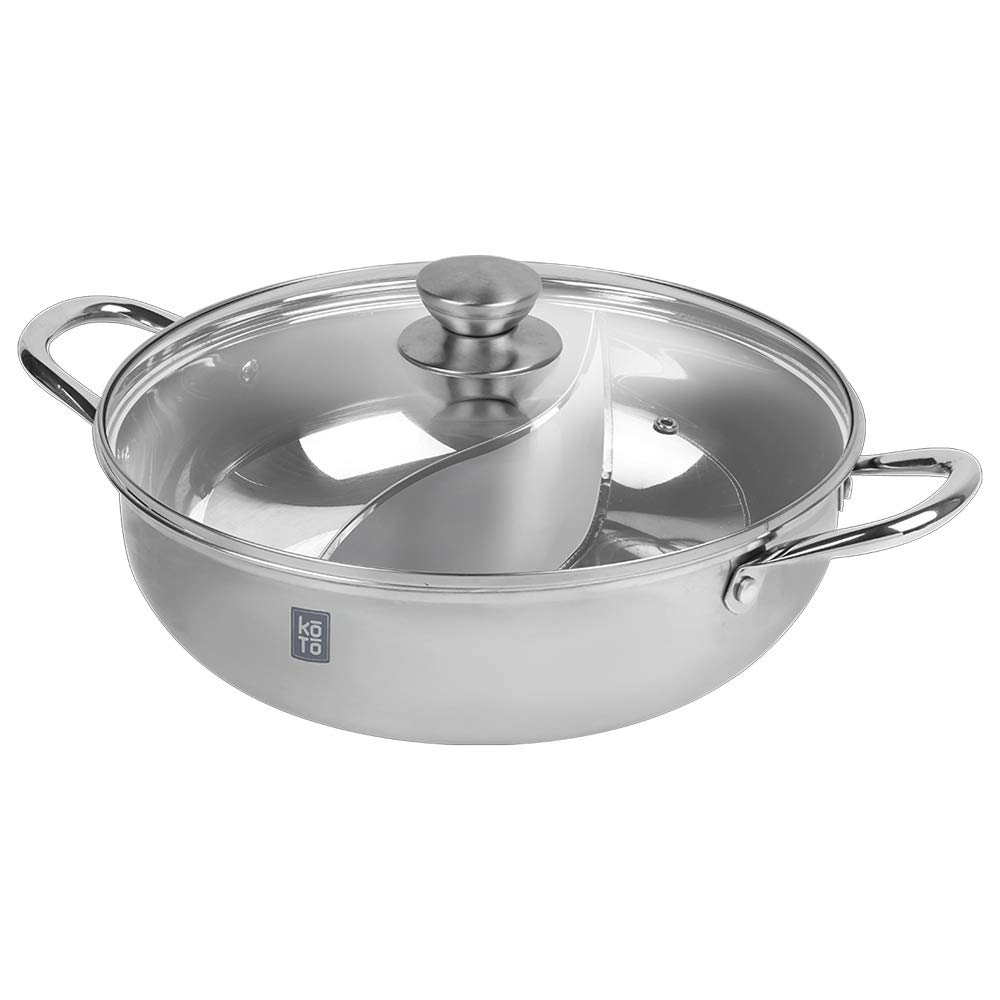 KOTO Premium 304 Stainless Steel pot, Shabu Shabu, Hot Pot, (DOUBLE) 30CM (11.8'')