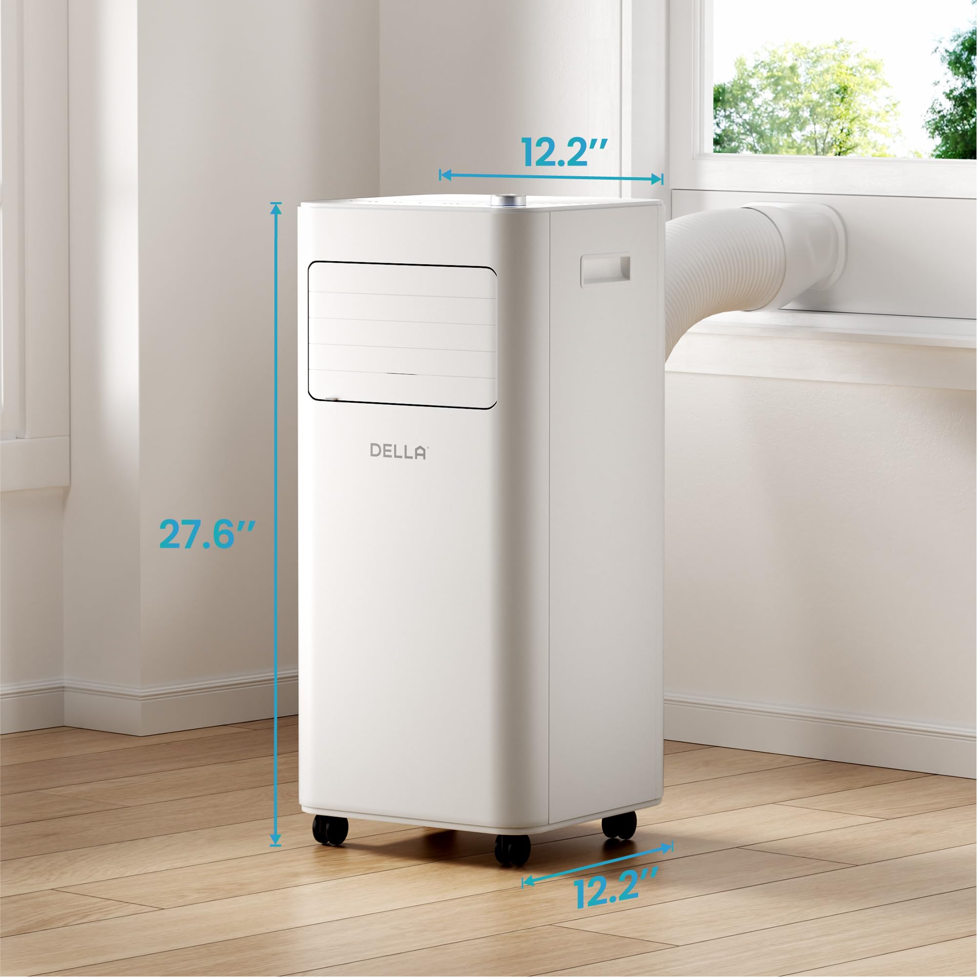 DELLA Smart WiFi Enabled 10000 BTU Portable Air Conditioner Cools Up To 450 Sq. Ft. Work with Alexa,Geo Fencing Cooling, Dehumidifier & Fan Portable AC Unit w/Remote Control & Window Kit,