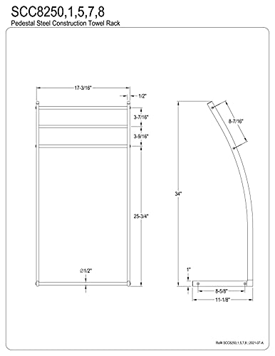Kingston Brass SCC8255 Pedestal Steel Construction Towel Rack, Oil Rubbed Bronze
