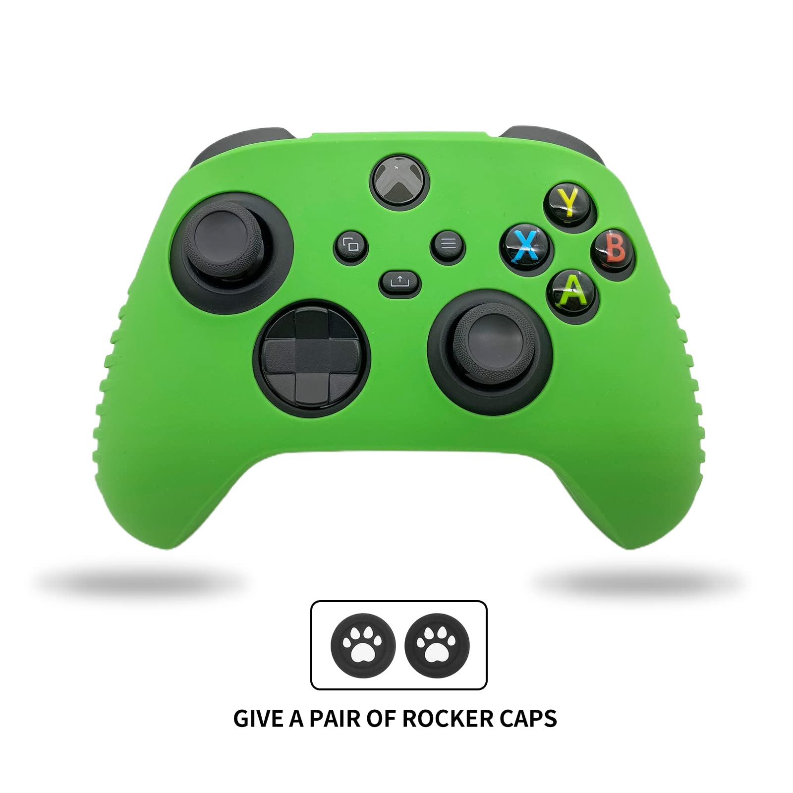 COIORVIS Soft Anti-Slip Silicone Controller Cover Skins Thumb Grips Caps Protective Case for Xbox One X S Controller (Green)