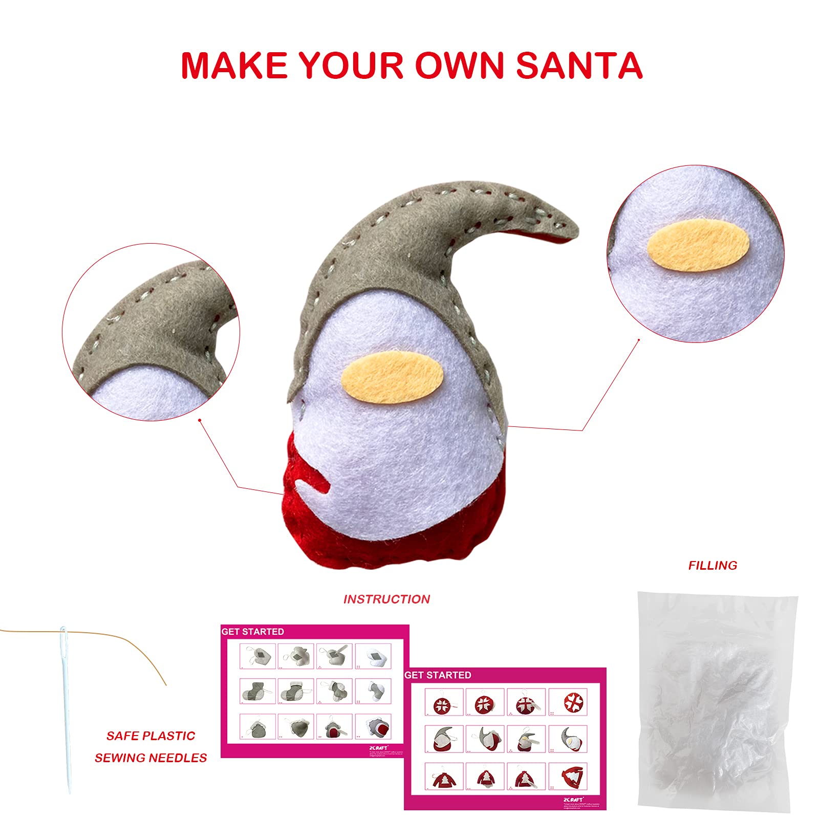 MOVEBO DIY Craft Sewing Kits for Christmas,Christmas Ornaments DIY Craft Kits for Kids (Christmas Ornaments DIY 1)
