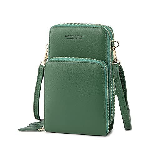 SENLANY Cell Phone Purse Small Crossbody Bag for Women Touchscreen Purse with Cards Slots Phone Purses with Shoulder Strap Green