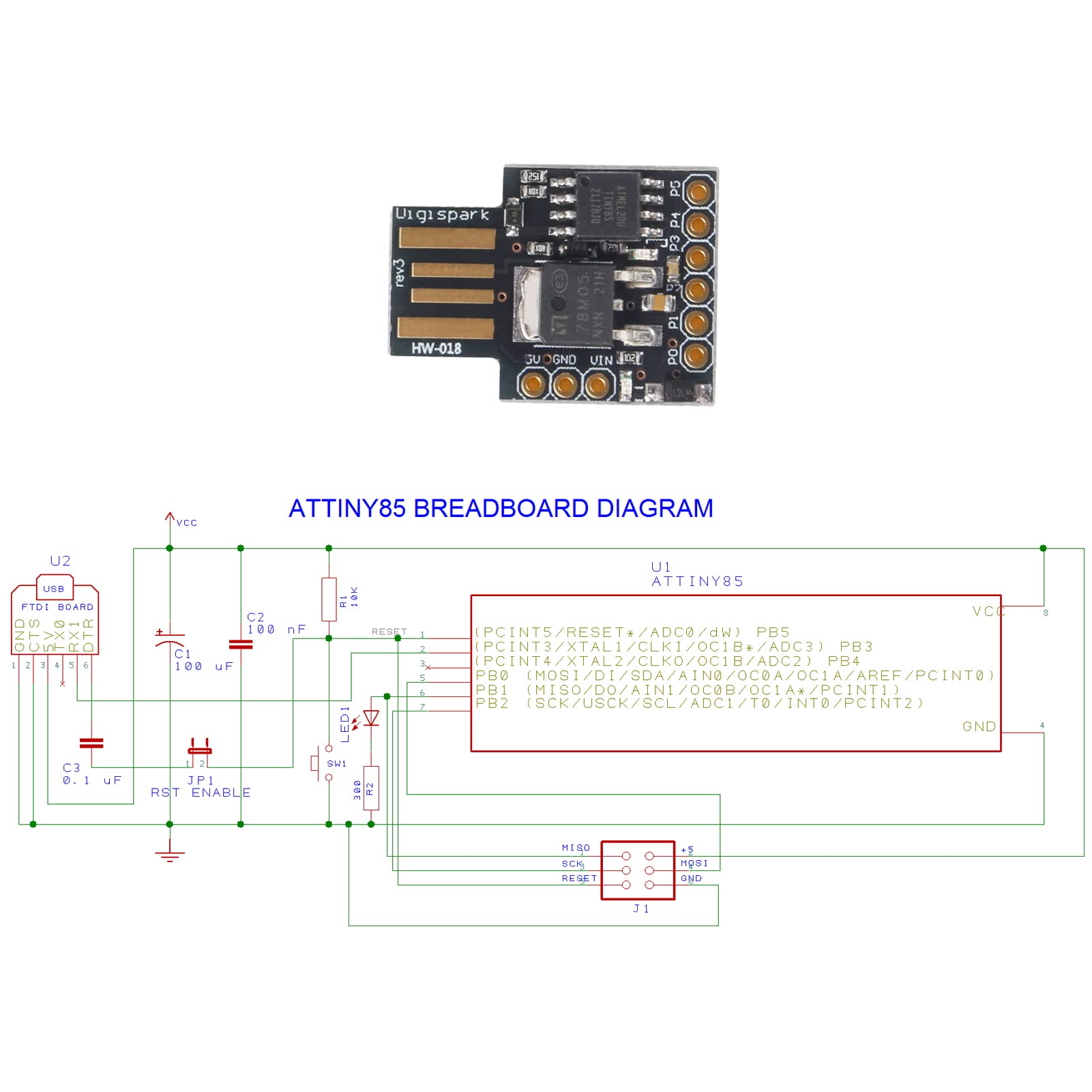 DIANN 2pcs Digispark Kickstarter Attiny85 General Micro USB Development Board with Cable