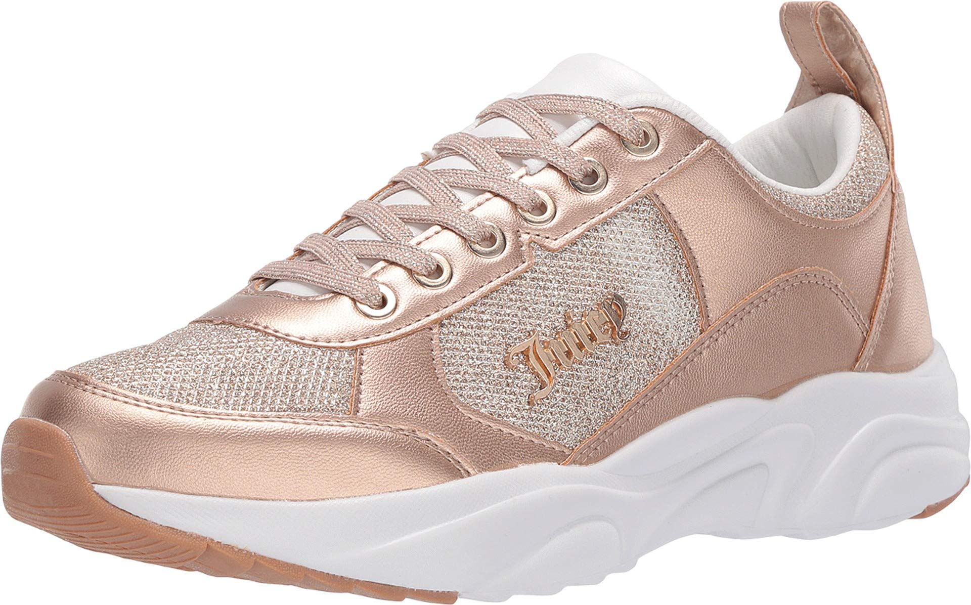 Juicy Couture Enchanter Women Lace Up Fashion Sneaker Casual Shoes Enchanter Rose Gold Glitter 8.5