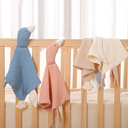 FOMUNI Baby Muslin Lovey Knit Newborn Babies Security Blankets Goose Lovie Cuddly Comforter Safe Loveys for Infant Boy Girl, Pink