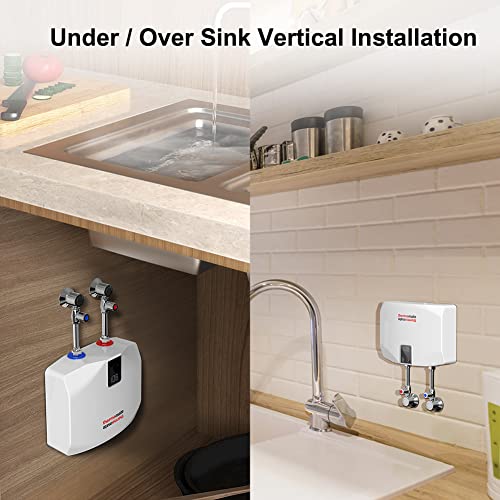 Tankless Water Heater Electric, thermomate 3.5kW 120V Hard Wired Point of Use On Demand Hot Water Heater Self Modulating ET035 (NO PLUG) (White)