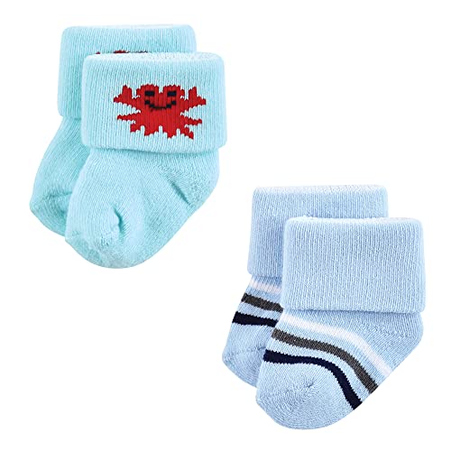 Hudson Baby baby girls Cotton Rich Newborn and Terry Socks, Sea Creatures 12-pack, 0-6 Months US