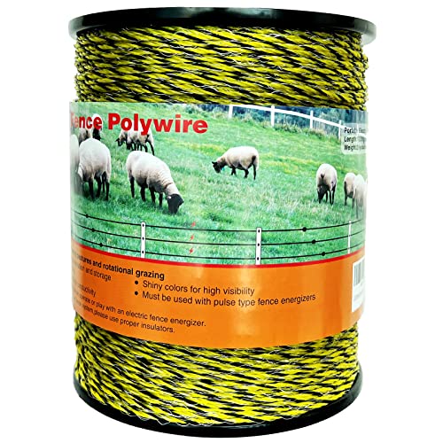 GGTYHAO Electric Fence Polywire Upgraded 1722 Feetďź525 Meterďź6 Stainless Steel Strands for Reliable Conductivity and Rust ResistanceďźPortable Electric Fence Rope
