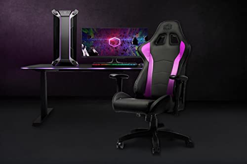 Cooler Master Caliber R1 Gaming Chair for Computer Game, Office and Racing Style Gamer, Comfy Ergonomic Reclining High Back Desk Chairs with Arms & Seat Adjustment Lumbar Support PU Leather, Purple