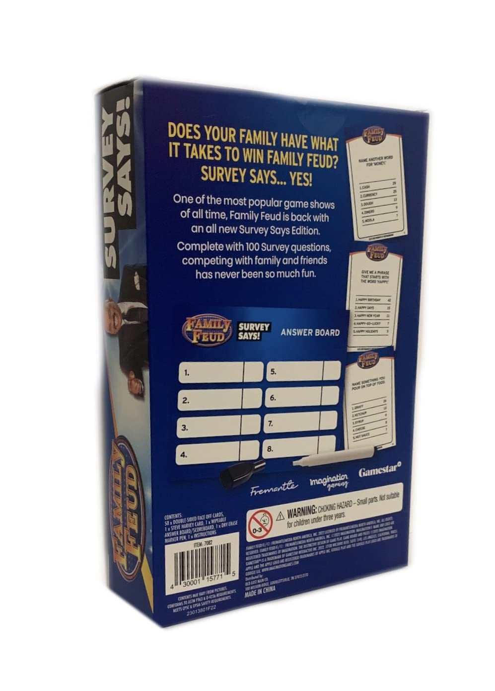 Family FEUD Survey Says Edition Card Game, Steve Sticker Bundle, Complete with Hundreds of Survey Questions, Complementary App with Sound Effects from The Show